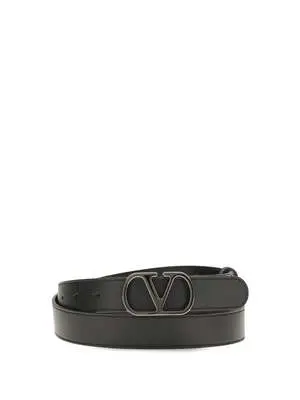 Valentino Garavani Vlogo Signature Leather Belt - Black