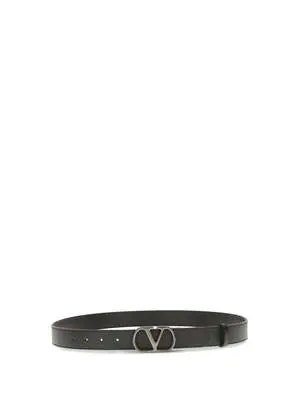 Valentino Garavani Vlogo Signature Leather Belt - Black