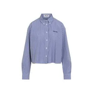 Miu Miu Striped Cropped Shirt - White