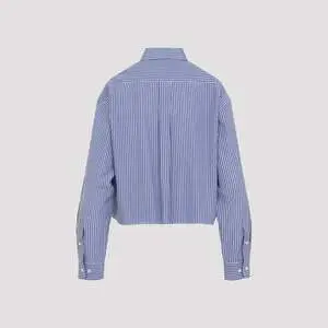 Miu Miu Striped Cropped Shirt - White