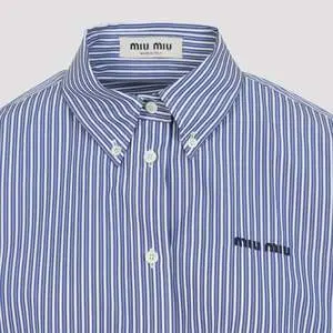 Miu Miu Striped Cropped Shirt - White
