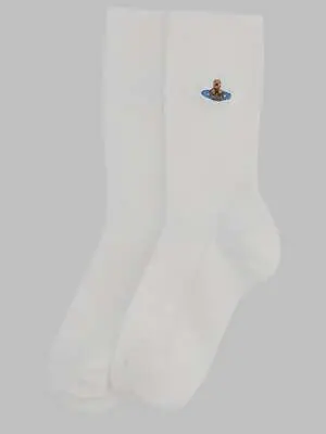 VIVIENNE WESTWOOD Ribbed Crew Socks With Orb Logo - White