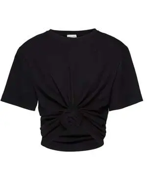 Magda Butrym Knotted Cropped Cotton T-shirt - Black