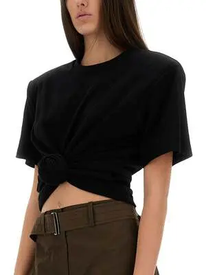 Magda Butrym Knotted Cropped Cotton T-shirt