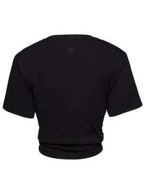 Magda Butrym Knotted Cropped Cotton T-shirt