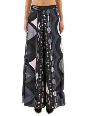 Emilio Pucci Silk Pants With Necklace Print - Black