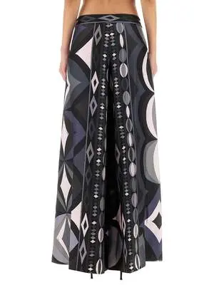 Emilio Pucci Silk Pants With Necklace Print - Black