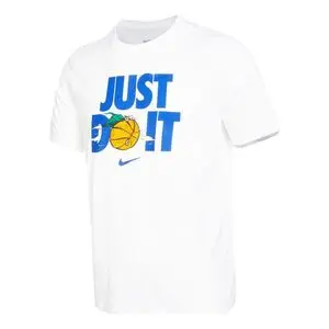 Nike Just Do It Alphabet Printing Round Neck Short Sleeve White - Multi-color