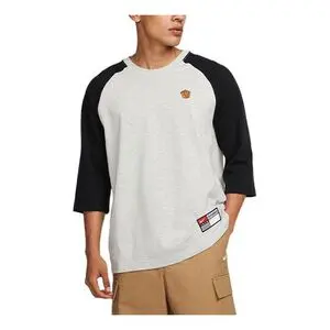 Nike Colorblock Round Neck Pullover Three-quarter Sleeve T-shirt Gray - Default Color
