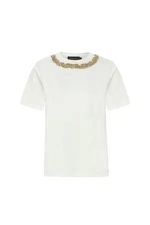 EXQUISE Abbie T-shirt With Crystal Embellished Neckline