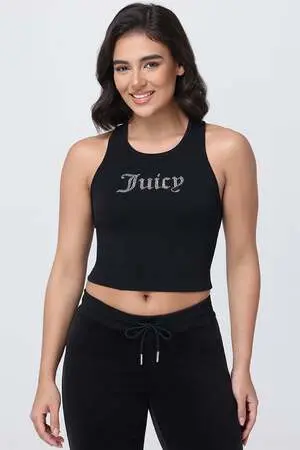 Juicy Couture Embellished High Neck Crop Tank