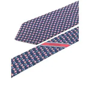 FERRAGAMO Gancini Fish Motif Silk Neck Tie