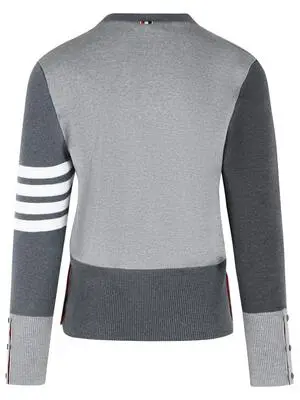 Thom Browne Grey Merino Wool V-neck Cardigan