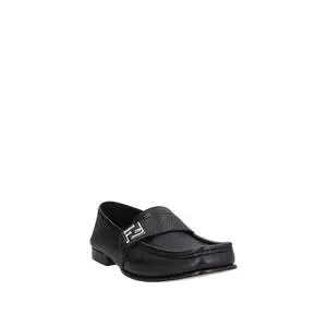 Fendi Calf Leather Loafers With Silver-tone Metal Logo Detail