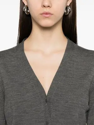 Prada V-neck Lightweight Knit Wool Cardigan - Gray