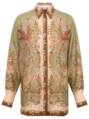 Zimmermann Indra Relaxed Silk Shirt - Green