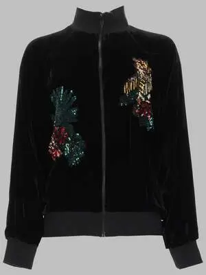 P.a.r.o.s.h Velvet Bomber Jacket With Sequined Embellishments - Multicolor