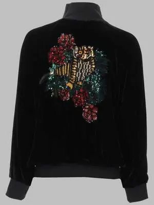 P.a.r.o.s.h Velvet Bomber Jacket With Sequined Embellishments - Multicolor