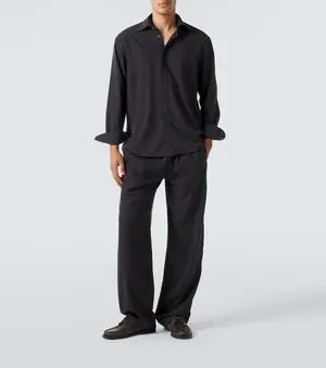 SAMAN AMEL Silk Straight-leg Trousers
