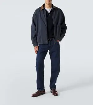 Thom Sweeney Straight Jeans In Dark Wash Cotton