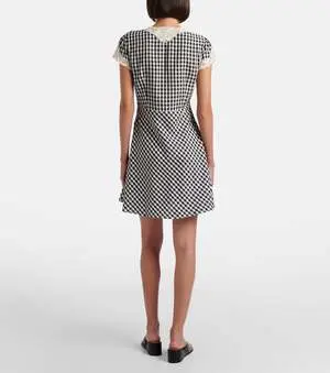 Rixo Lacie Lace-trimmed Checked Crepe Minidress - Black