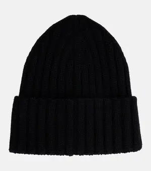 Moncler Ribbed-knit Virgin Wool Beanie - Black