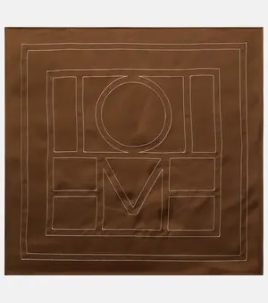 TOTEME Embroidered Monogram Silk Scarf - Brown