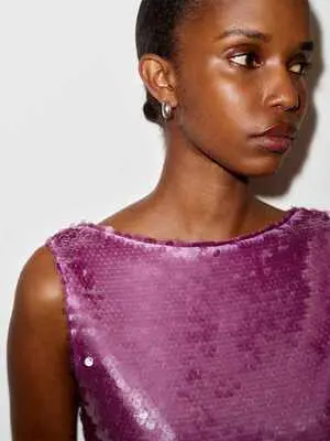 REFORMATION Sequin Sleeveless Boatneck Top