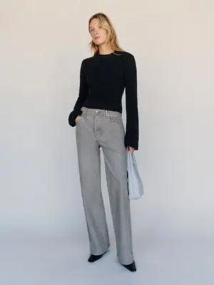 REFORMATION Clyde Low Rise Baggy Jeans - Grey