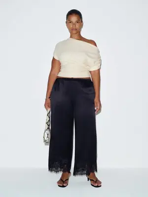 Reformation Cropped Lace Hem Pants