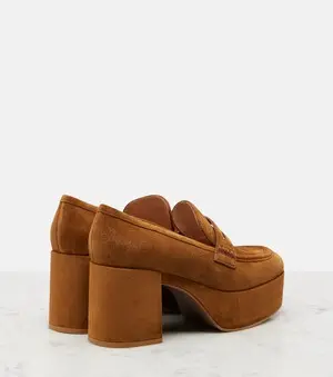 GIANVITO ROSSI Jenna Suede Platform Loafer Pumps - Brown