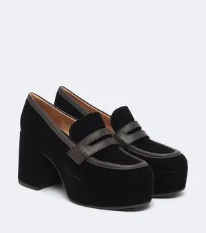 GIANVITO ROSSI Jenna Leather Platform Loafer Pumps - Brown