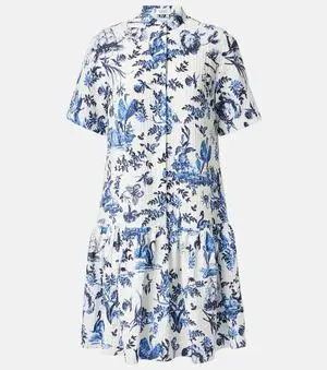 Erdem Tattoo Toile De Jouy Ink Blue Floral Minidress - White
