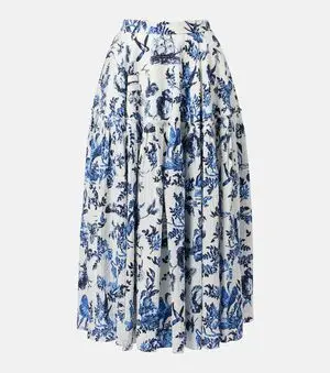 Erdem Floral Jacquard Midi Skirt - Blue