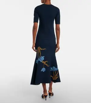 Erdem Floral Jacquard Midi Skirt - Blue
