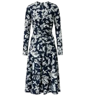 Erdem Floral Ruched Midi Dress - Blue