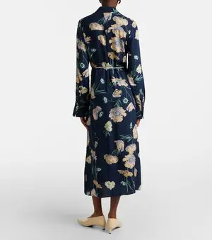 Erdem Belted Floral Shirt Dress In Belle Epoque Poppy Navy