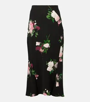Erdem Floral Midi Skirt - Black