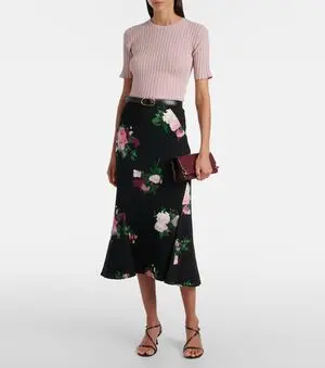 Erdem Floral Midi Skirt - Black