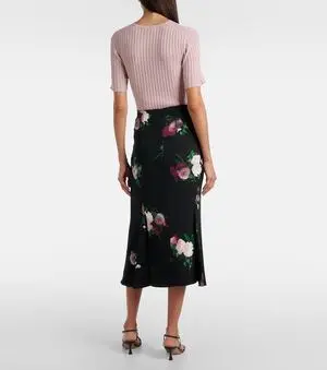 Erdem Floral Midi Skirt - Black