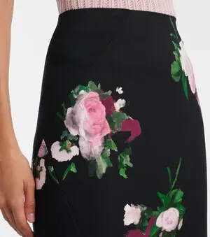 Erdem Floral Midi Skirt - Black
