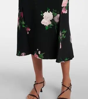 Erdem Floral Midi Skirt - Black