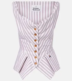 VIVIENNE WESTWOOD Striped Cotton Top - Burgundy