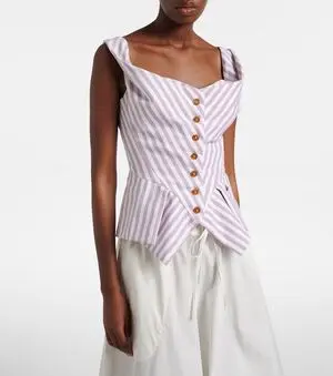 VIVIENNE WESTWOOD Striped Cotton Top - Burgundy