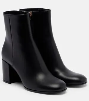 GIANVITO ROSSI Joelle Leather Ankle Boots - Black
