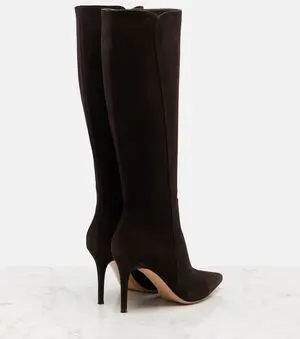GIANVITO ROSSI Suede Knee-high Pointed Toe Boots - Brown