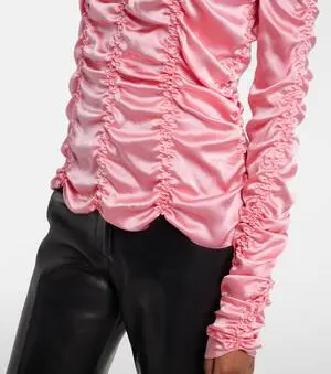Khaite Rory Ruched Silk Charmeuse Top - Pink
