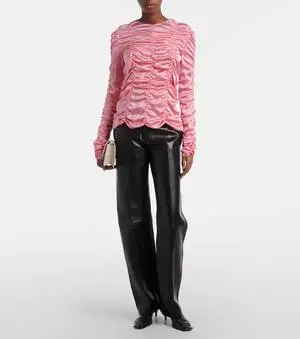 Khaite Rory Ruched Silk Charmeuse Top - Pink