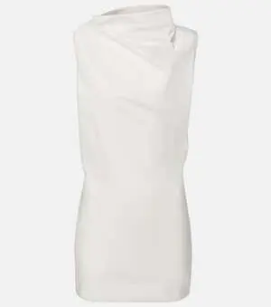 Khaite Astor Draped Cotton Poplin Minidress - White
