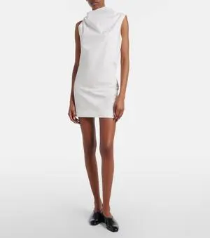 Khaite Astor Draped Cotton Poplin Minidress - White